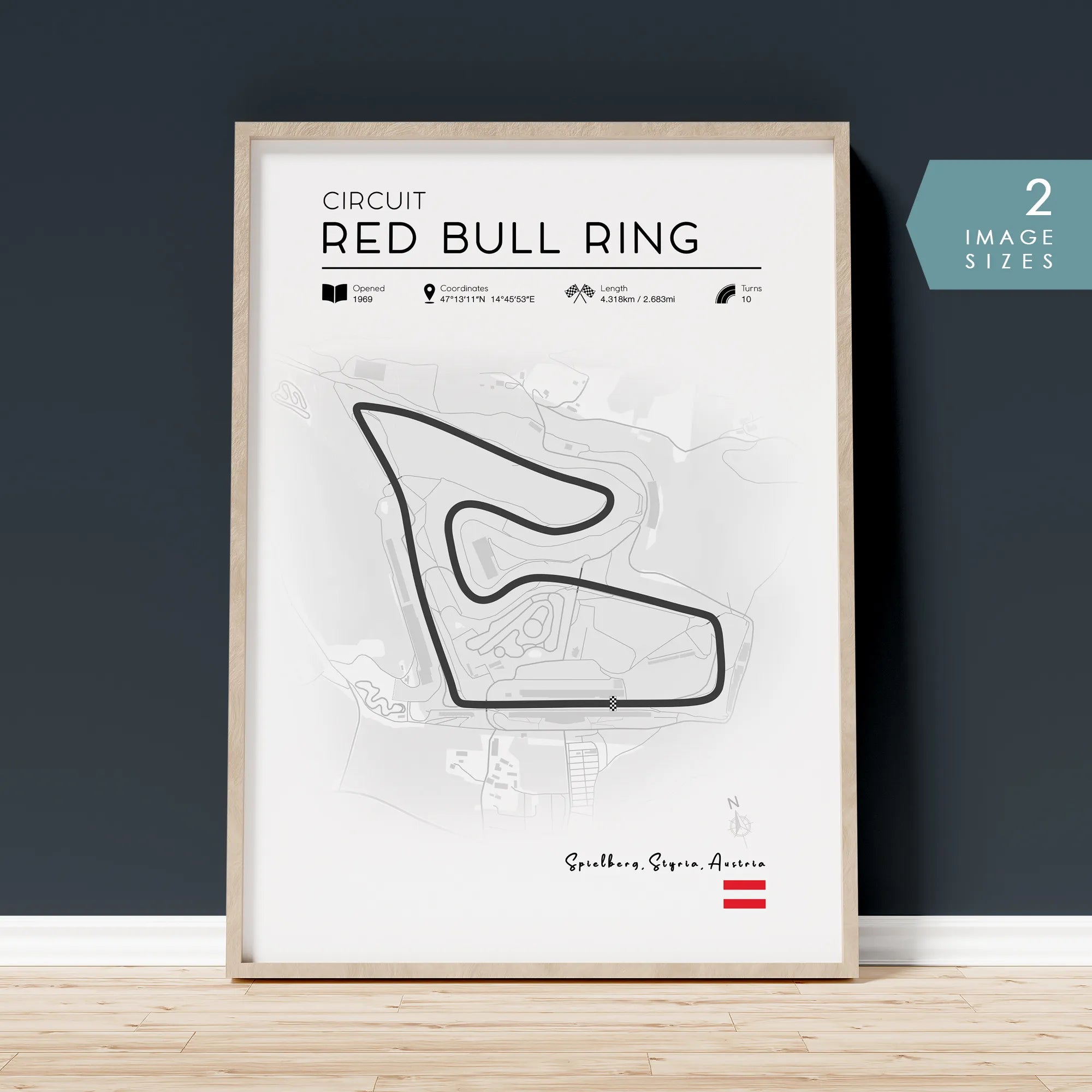 Red Bull Ring F1 Track Poster – Minimalist Print – Studio Pacific Art