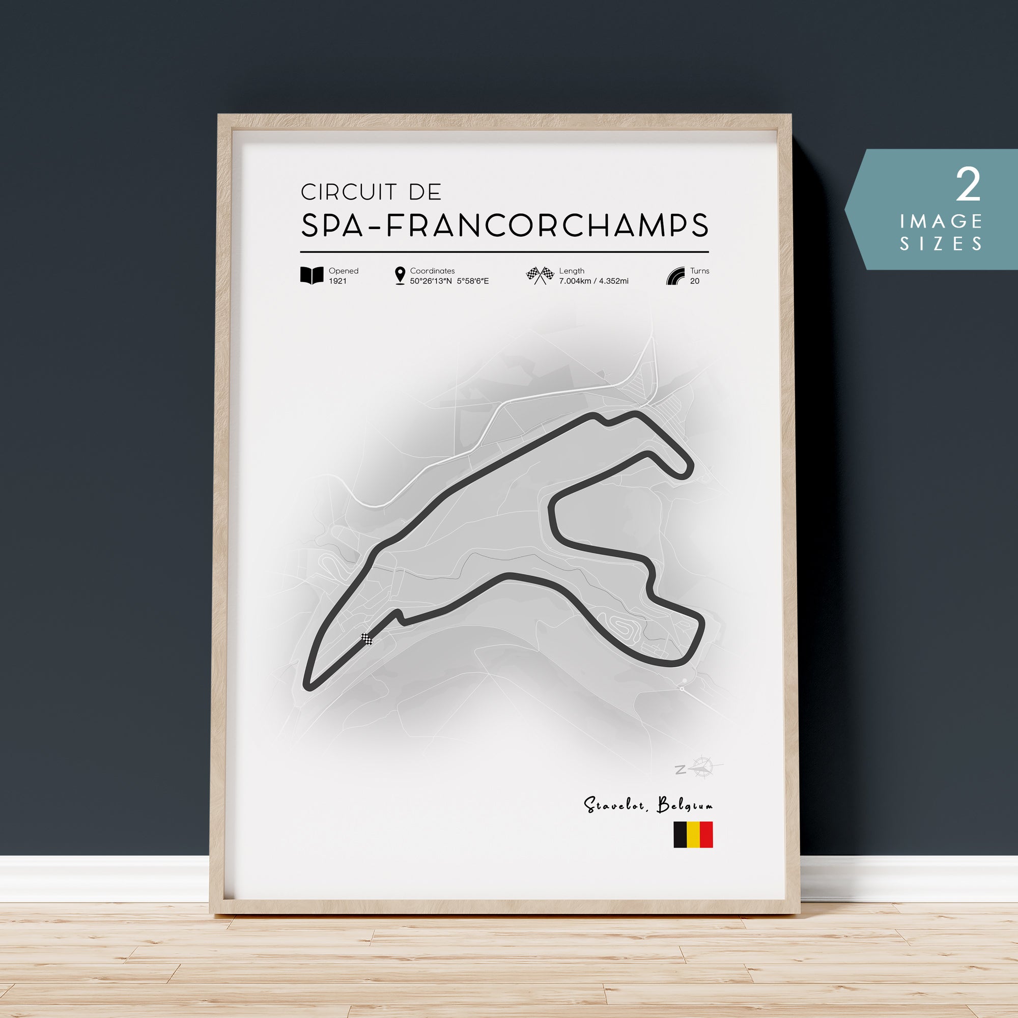 FREE! Formula 1 Poster, SPA-Francorchamps Circuit Map – Studio Pacific Art
