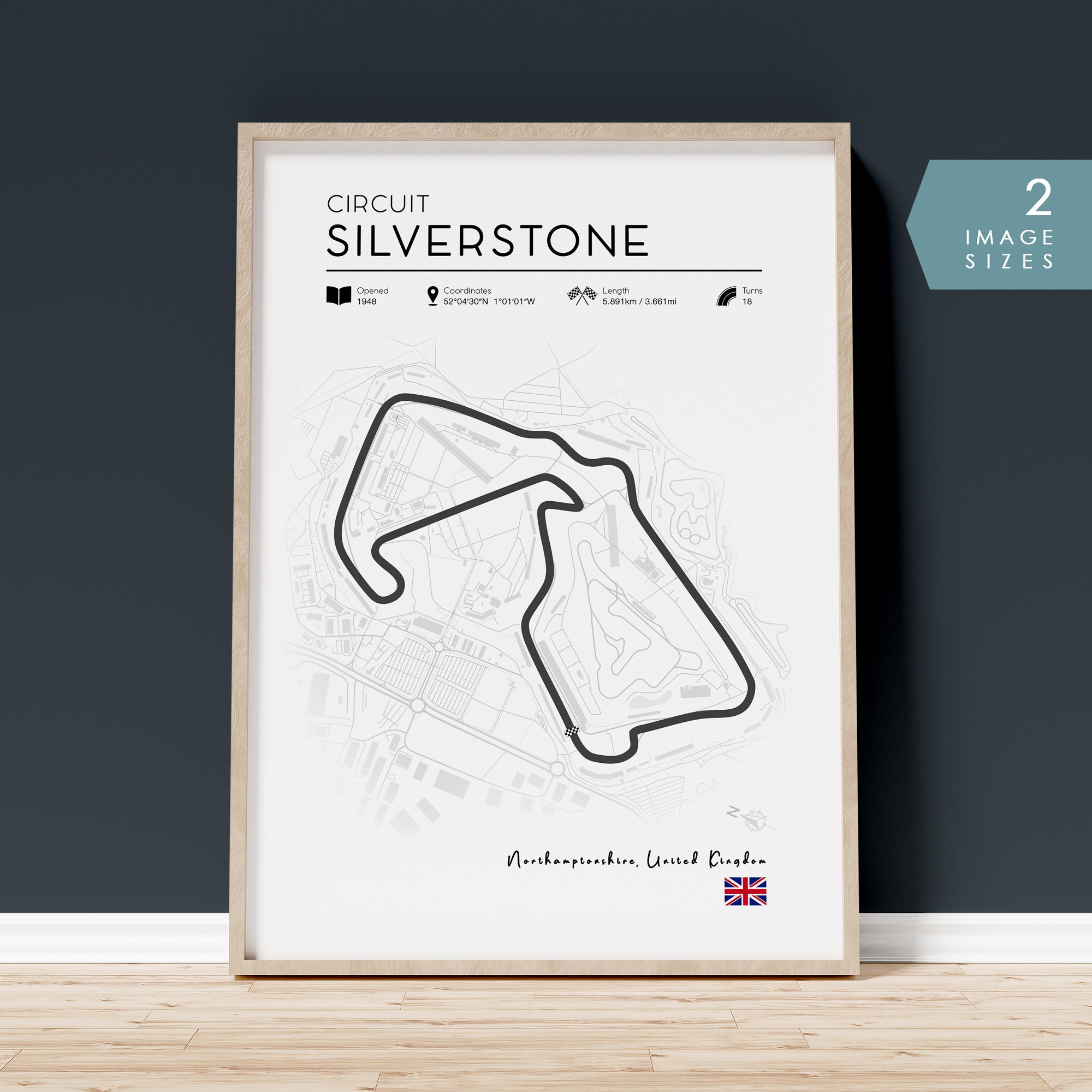 Formula 1 Poster, Silverstone Circuit Map – Studio Pacific Art