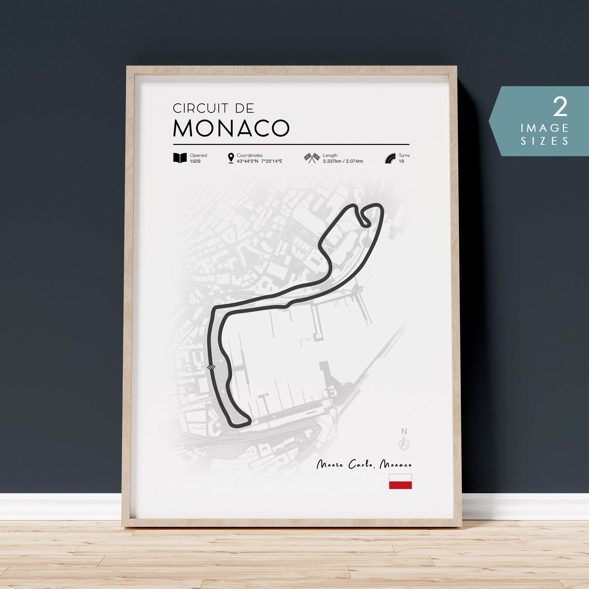 Formula 1 Poster, Monaco Circuit Map – Studio Pacific Art